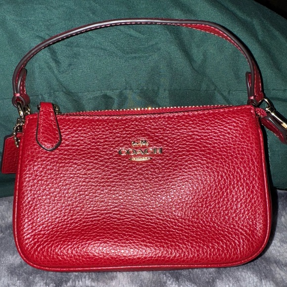 Coach | Bags | Coach Red Leather Cosmetic Bag With Gold Hardware | Poshmark